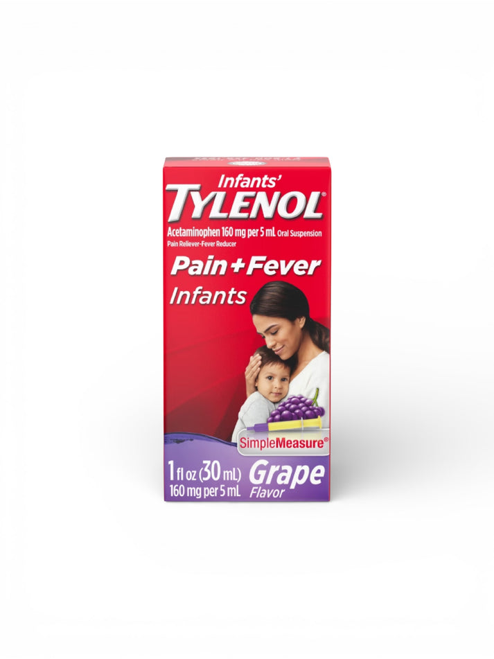 Infants' Tylenol Pain & Fever Oral Suspension Medicine, Grape, 1 oz *E ...